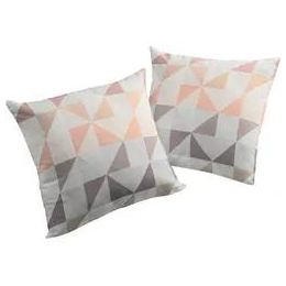 Dekokissen WIRTH "Berlare" Gr. 2, lila (ros&eacute;, violett, kreise), B:50cm L:50cm, Baumwolle, Polyester, Dekokissen_Sitzkissen_Kissenh&uuml;llen, Kissenh&uuml;lle ohne F&uuml;llung, 2 St&uuml;ck