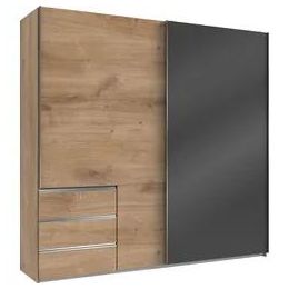 Schwebet&uuml;renschrank wimex "Level by fresh to go", grau (plankeneichefarben, grauglas), B:250cm H:216cm T:65cm, Schr&auml;nke, Schwebet&uuml;renschrank, mit Glast&uuml;r