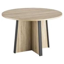 Konferenztisch GAMI "MAMBO", schwarz (eiche sonoma, schwarz, eiche sonoma, schwarz, eiche sonoma), B:120cm H:74cm T:120cm, Tische, Rund Tisch Durchmesser 120