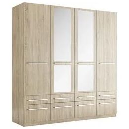 Kleiderschrank Priess "Schrank Garderobe W&auml;scheschrank Barcelona in 5 Breiten", braun (struktureichefarben hell), B:185cm H:193cm T:54cm, Holzwerkstoff, Schr&auml;nke, Kleiderschrank, viel Stauraum, ger&auml;umige Schubk&auml;sten, mit Spiegel, MADE IN GERMANY