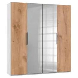 Kleiderschrank wimex "Level by fresh to go", wei&szlig; (wei&szlig;, plankeneichefarben), B:200cm H:216cm T:58cm, Schr&auml;nke, Kleiderschrank, mit Spiegelt&uuml;ren