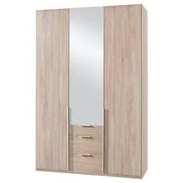 Kleiderschrank wimex "New York", braun (struktureichefarben hell, spiegel), B:135cm H:236cm T:58cm, Schr&auml;nke, Kleiderschrank, mit Spiegelt&uuml;r
