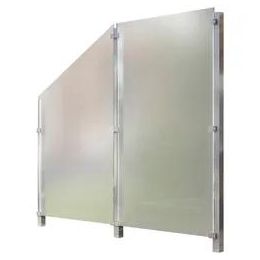 Zaun STAKET PRO, silber (silberfarben), Pfosten: 3 Stk., Edelstahl, Glas, Zaunelemente, Glaszaun, Gesamtl&auml;nge: 2,29 m, 3 Pfosten