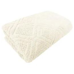 Badetuch Framsohn FROTTIER "Mosaik Duschtuch", wei&szlig; (beige, sanftes wei&szlig;), B:75cm L:150cm, Frottier, Obermaterial: 100% Baumwolle, Handt&uuml;cher, Badetuch, gemustert, fein gewalkter Feinzwirn, hergestellt in &Ouml;sterreich
