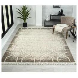 Teppich "Enya 1, LAGERR&Auml;UMUNG", beige (hellbeige, hellgrau), B:200cm H:15mm L:290cm, Polyester, MyFlair M&Ouml;BEL & ACCESSOIRES, Teppiche, Teppich, Shaggy im Skandi Look, Hoch-Tief Effekt, leicht gl&auml;nzend