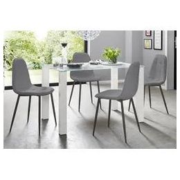 Essgruppe OTTO HOME, grau (wei&szlig;, grau), B:120cm, Sitzm&ouml;bel-Sets, Essgruppe, mit Glastisch, Breite 120 cm