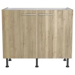 Sp&uuml;lenschrank Optifit "Klara", braun (wildeiche), B:100cm H:87cm T:58,4cm, Holzwerkstoff, Schr&auml;nke, Sp&uuml;lenschrank, Breite 100 cm