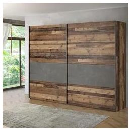 Schwebet&uuml;renschrank FORTE "Clif", grau (betonoptik dunkelgrau, old wood vintage), B:270cm H:211cm T:61cm, FSC-zertifizierter Holzwerkstoff, Schr&auml;nke, Schwebet&uuml;renschrank