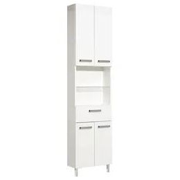 Hochschrank SAPHIR "Quickset Badschrank 50 cm breit, 4 T&uuml;ren, 2 Nischen, 1 Schublade", wei&szlig; (wei&szlig; glanz), B:50cm H:195,5cm T:20cm, Holzwerkstoff, Schr&auml;nke, Hochschrank, Badezimmer-Hochschrank inkl. T&uuml;rd&auml;mpfer, Griffe in Chrom gl&auml;nzend