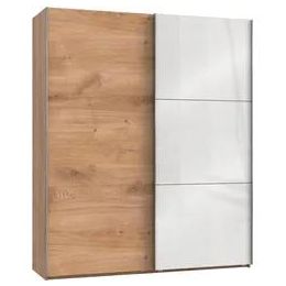 Schwebet&uuml;renschrank wimex "Level by fresh to go", braun (plankeneichefarben, wei&szlig;glas), B:200cm H:236cm T:65cm, Schr&auml;nke, Schwebet&uuml;renschrank, mit jeweils einer Glast&uuml;r