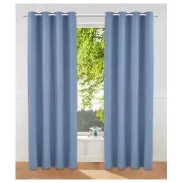 Vorhang OTTO HOME "Parry" Gr. 5, blau, B:140cm H:265cm, Polyester, Recyceltes Material, Gardinen, 2-er Set, blickdicht, monochrom, basic