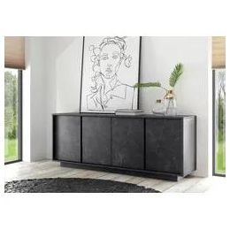 Sideboard Home Affaire "Carrara", grau (anthrazit mamor, optik), B:180cm H:79cm T:43cm, Sideboards, Sideboard, grifflos