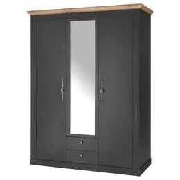 Kleiderschrank OTTO HOME "WESTMINSTER W&auml;scheschrank in 2 Farben, Landhausschrank Metallgriffe", grau (grau dunkel), B:149cm H:203cm T:63cm, Schr&auml;nke, Kleiderschrank, Dreht&uuml;renschrank mit Spiegel, Schlafzimmerschrank, 149 cm breit