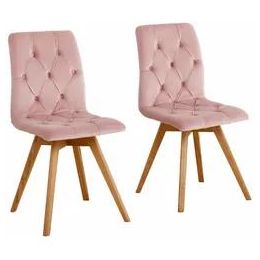 4-Fu&szlig;stuhl OTTO HOME "Rania", rosa (rose, eichefarben), B:45cm H:91cm T:55cm, weicher Webstoff mit feiner Struktur aus 100% Polyester;Microfaser in Samtoptik aus 100% Polyester, St&uuml;hle, Im 2er/4er/6er-Set