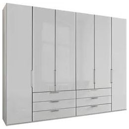 Faltt&uuml;renschrank Wiemann "Monaco, Kleiderschrank, Schrank, W&auml;scheschrank, mit edler Glasfront", wei&szlig; (wei&szlig;, glas wei&szlig;), B:295,3cm H:216cm T:58cm, Floatglas, Holzwerkstoff, Schr&auml;nke, Kleiderschrank Dreht&uuml;renschrank, inkl. gep&auml;mpften Schubk&auml;sten und T&uuml;ren, mit Panorama&ouml;ffnung