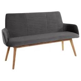 Sitzbank OTTO products "Alessja", grau (dunkelgrau, eiche natur), B:160cm H:90cm T:60cm, Holzwerkstoff, Massivholz, Polyester, Sitzb&auml;nke, Essbank Sitzbank, Breite 160 cm, Bezug aus Microfaser, Gestell aus Eiche Massivholz