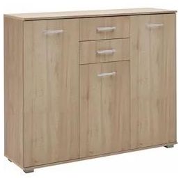 Kombikommode Priess "Barcelona mit 4 Schubk&auml;sten und T&uuml;r in 6 Farben", braun (edelbuchefarben), B:123cm H:103cm T:38cm, Holzwerkstoff, Sideboards, Kombikommode