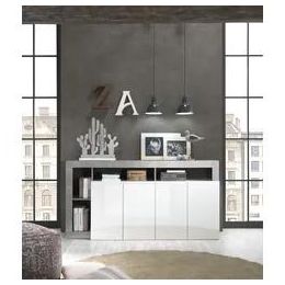 Sideboard Home Affaire "Hamburg", grau (wei&szlig;, betonoptik), B:184cm H:93cm T:42cm, Sideboards, Sideboard, Breite 184 cm