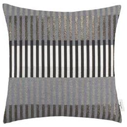 Dekokissen Tom Tailor HOME "Glamour Stripe", schwarz-wei&szlig; (schwarz, silberfarben, anthrazit, gemustert), B:50cm L:50cm, Baumwolle, Polyester, Dekokissen_Sitzkissen_Kissenh&uuml;llen, mit metallischen Effektgarnen, Kissenh&uuml;lle ohne F&uuml;llung, 1 St&uuml;ck