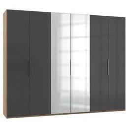 Kleiderschrank wimex "Level by fresh to go", grau (plankeneichefarben, grauglas), B:300cm H:236cm T:58cm, Schr&auml;nke, Kleiderschrank Dreht&uuml;renschrank, mit Glas- und Spiegelt&uuml;ren
