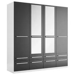 Kleiderschrank Priess "Schrank Garderobe W&auml;scheschrank Barcelona in 5 Breiten", schwarz (schwarz, wei&szlig;), B:185cm H:193cm T:54cm, Holzwerkstoff, Schr&auml;nke, Kleiderschrank, viel Stauraum, ger&auml;umige Schubk&auml;sten, mit Spiegel, MADE IN GERMANY
