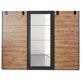 Schwebet&uuml;renschrank wimex "Malm&ouml;, Kleiderschrank wahlweise mit oder ohne Spiegel", braun (plankeneiche, graphit, spiegel), B:270cm H:210cm T:65cm, Holzwerkstoff, Schr&auml;nke, Schwebet&uuml;renschrank, Kleiderschrank im Industrial Design, 225 oder 270cm breit