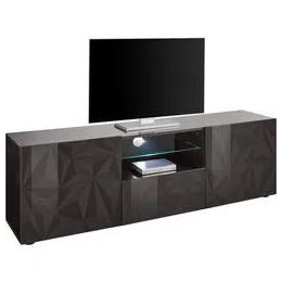 Lowboard Home Affaire "Prisma Breite 181 cm, TV-Board 2 T&uuml;ren, 1 Schubkasten, TV-Schrank", grau (anthrazit hochglanz lack, anthrazit mit siebdruck hochglanz lack), Sideboards, Lowboard, Front mit elegantem Siebdruck, grifflos, viel Stauraum