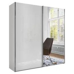 Schwebet&uuml;renschrank Wiemann "Monaco", wei&szlig; (wei&szlig;, glas wei&szlig;, kristallspiegel), B:148,9cm H:217cm T:67cm, Floatglas, Holzwerkstoff, Schr&auml;nke, Schwebet&uuml;renschrank, mit Glasfront sowie hochwertigen Beschl&auml;gen