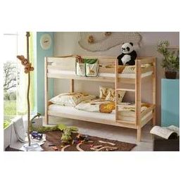 Etagenbett Ticaa "Marcel", beige (kiefer massiv natur), B:99cm H:140cm L:208cm, Etagenbetten, Kinder-Einzelbett Kinderbett Etagenbett, mit Rollrost, Kiefer