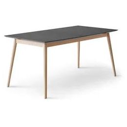 Esstisch HAMMEL FURNITURE "Meza Designtisch mit Auszugsfunktion und 2 Einlegeplatten", schwarz (schwarz, naturfarben), B:210cm H:73,5cm T:100cm, Tischplatte: Schwarzes nanobehandeltes Fenix-Laminat (schwarzer Rand), Gestell: Wei&szlig; pigmentiertes Eiche;Mit nanobehandeltem Laminat, einer matten, seidigen Oberfl&auml;che, die Fingerabdr&uuml;cke abweist und langlebig und hygienisch ist;Mit nanobehandeltem Lamina