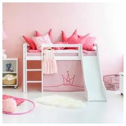 Hochbett Hoppekids "&laquo;Princess&raquo;", wei&szlig; (wei&szlig;, pale rose, wei&szlig;, wei&szlig;), B:81cm H:9cm L:168cm, Bett: 100% Massivholz, Nordische Kiefer;Rutsche: MDF;Vorhang: 100% Baumwolle;Matratze: PU-Schaum;Matratzenbezug: 100% Baumwolle, Hochbetten, Hochbett, Rutsche & Vorhang Rosa und viel Auswahl