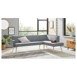 Eckbank exxpo - SOFA FASHION "Lungo, moderne Kedernaht, bequem und elegant, hoher Holzfu&szlig;", silber, B:158cm H:84cm T:239cm, 100% Polyester, Sitzb&auml;nke, Eckbank, hochwertige Detailverarbeitung, frei im Raum stellbar