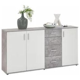 Kommode FMD "Albi", wei&szlig; (betonfarben, wei&szlig; matt, betonfarben), B:160cm H:83cm T:35cm, Holzwerkstoff, Sideboards, Kommode, Breite 160 cm