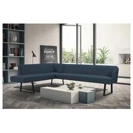 Eckbank exxpo - SOFA FASHION "Americano", blau (denim), B:270cm H:83cm T:197cm, Sitzb&auml;nke, Eckbank, mit Keder und Metallf&uuml;&szlig;en, Bezug in verschiedenen Qualit&auml;ten