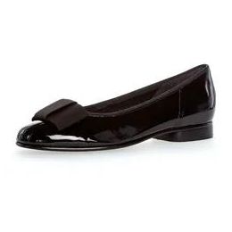 Ballerina Gabor, Damen, Gr. 39, schwarz, Lackleder, Schuhe Ballerina, Flats, Kitten Heel, Festliche Schuhe mit dekorativer Schleife