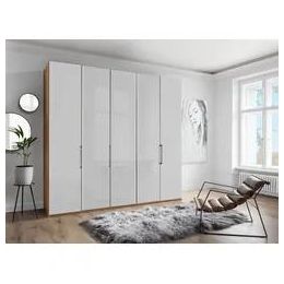 Dreht&uuml;renschrank Wiemann "Monaco, Kleiderschrank, Schrank, W&auml;scheschrank, mit edler Glasfront", braun (bianco, eiche, nachbildung, glas wei&szlig;), B:246,3cm H:236cm T:58cm, Floatglas, Holzwerkstoff, Schr&auml;nke, Dreht&uuml;renschrank, hochwertigen Beschl&auml;ge inkl. T&uuml;rd&auml;mpfung, variable Inneneinteilung