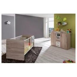 Babym&ouml;bel-Set wimex "Bergamo", wei&szlig; (san remo eiche nb, alpinwei&szlig;), B/H: 70cm x 140cm, Holzwerkstoff, Schlafzimmerm&ouml;bel-Sets, Bett + Wickelkommode