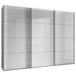 Schwebet&uuml;renschrank Wiemann "Kos", grau (kieselgrau, dekor, glas wei&szlig;), B:278,9cm H:236cm T:67cm, Glas, Holzwerkstoff, Schr&auml;nke, Schwebet&uuml;renschrank, mit Schattenfuge