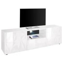 Lowboard Home Affaire "Prisma Breite 181 cm, TV-Board 2 T&uuml;ren, 1 Schubkasten, TV-Schrank", wei&szlig; (wei&szlig; hochglanz lack, wei&szlig; mit siebdruck hochglanz lack), Sideboards, Lowboard, Front mit elegantem Siebdruck, grifflos, viel Stauraum