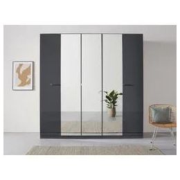 Dreht&uuml;renschrank Rauch "Kleiderschrank Schrank Garderobe TOPSELLER OTELI inkl. Inneneinteilung", grau (graumetallic, hochglanz effektgrau), B:226cm H:229cm T:54cm, Holzwerkstoff, Schr&auml;nke, Dreht&uuml;renschrank, mit zus&auml;tzlichen Einlegeb&ouml;den, optional mit Spiegel MADE IN GERMANY