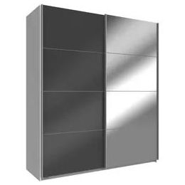 Schwebet&uuml;renschrank wimex "Easy", grau (wei&szlig;, grauglas, spiegel), B:180cm H:210cm T:65cm, Schr&auml;nke, Schwebet&uuml;renschrank, mit Glas und Spiegel