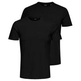 Only & Sons T-Shirt ONLY & SONS "ONSBASIC SLIM O-NECK 2-PACK NOOS", Herren, Gr. M, pack:2schwarz, Single Jersey, Obermaterial: 95% Baumwolle, 5% Elasthan, unifarben, schmal normal, Rundhals, Shirts T-Shirt