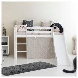 Hochbett Hoppekids "&laquo;Pets Silbergrau&raquo;", wei&szlig; (wei&szlig;, silber cloud grau, wei&szlig;, wei&szlig;), B:81cm H:9cm L:168cm, Bett: 100% Massivholz, Nordische Kiefer;Rutsche: MDF;Vorhang: 100% Baumwolle, Hochbetten, Hochbett, Rutsche & Vorhang Grau und viel Auswahl