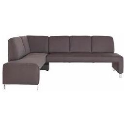 Eckbank exxpo - SOFA FASHION "Intenso, viele Bezugsstoffe Cord, Leder, Struktur 244/157 cm (B/T)", grau (anthrazit), B:244cm H:91cm T:157cm, NaturLeder;Strukturstoff (Zusammensetzung: Polyester 100%);Luxus-Microfaser (Zusammensetzung: Aufgeflockte 100% Polyester Schicht mit Pr&auml;gung);Cord (Zusammensetzung: Polyester 100%), Sitzb&auml;nke, Eckbank, hohe Bodenfreiheit, frei im Raum stellbar, hoher Sitzkom