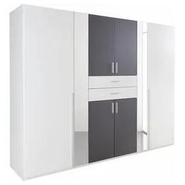 Kleiderschrank wimex "Vanea", wei&szlig; (wei&szlig;, graphit), B:270cm H:208cm T:58cm, Schr&auml;nke, Kleiderschrank Dreht&uuml;renschrank