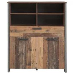 Highboard FORTE "Clif", grau (old wood vintage, beton, optik), B:106,7cm H:127,9cm, Sideboards, Highboard, Breite 106 cm