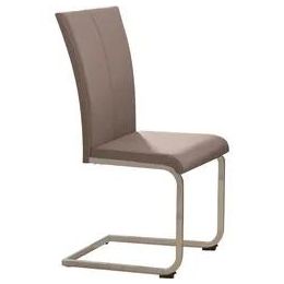 Freischwinger Home Affaire "Nils", braun (cappuccino), B:42,5cm H:100cm T:60cm, Metall, Polyester, Sperrholz, St&uuml;hle, Freischwinger, Stuhl belastbar bis 120 Kg, Gestell Metall im Chrom-Look oder Schwarz