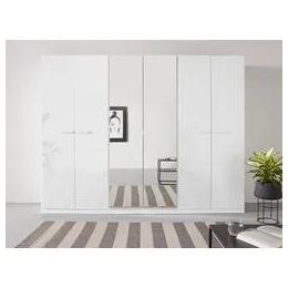 Dreht&uuml;renschrank Rauch "Kleiderschrank Schrank Garderobe TOPSELLER OTELI inkl. Inneneinteilung", wei&szlig; (alpinwei&szlig;, hochglanz wei&szlig;), B:271cm H:210cm T:54cm, Holzwerkstoff, Schr&auml;nke, Dreht&uuml;renschrank, mit zus&auml;tzlichen Einlegeb&ouml;den, optional mit Spiegel MADE IN GERMANY