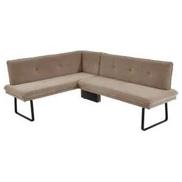 K+w Komfort & Wohnen Eckbank K+W KOMFORT & WOHNEN, beige (sahara), B:157cm H:87cm T:207cm, Sitzb&auml;nke, Eckbank, Polstereckbank in Spitzkissenoptik, Sitz und R&uuml;cken gesteppt