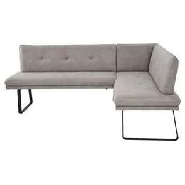 K+w Komfort & Wohnen Eckbank K+W KOMFORT & WOHNEN, grau (hellgrau), B:207cm H:87cm T:157cm, Sitzb&auml;nke, Eckbank, Polstereckbank in Spitzkissenoptik, Sitz und R&uuml;cken gesteppt